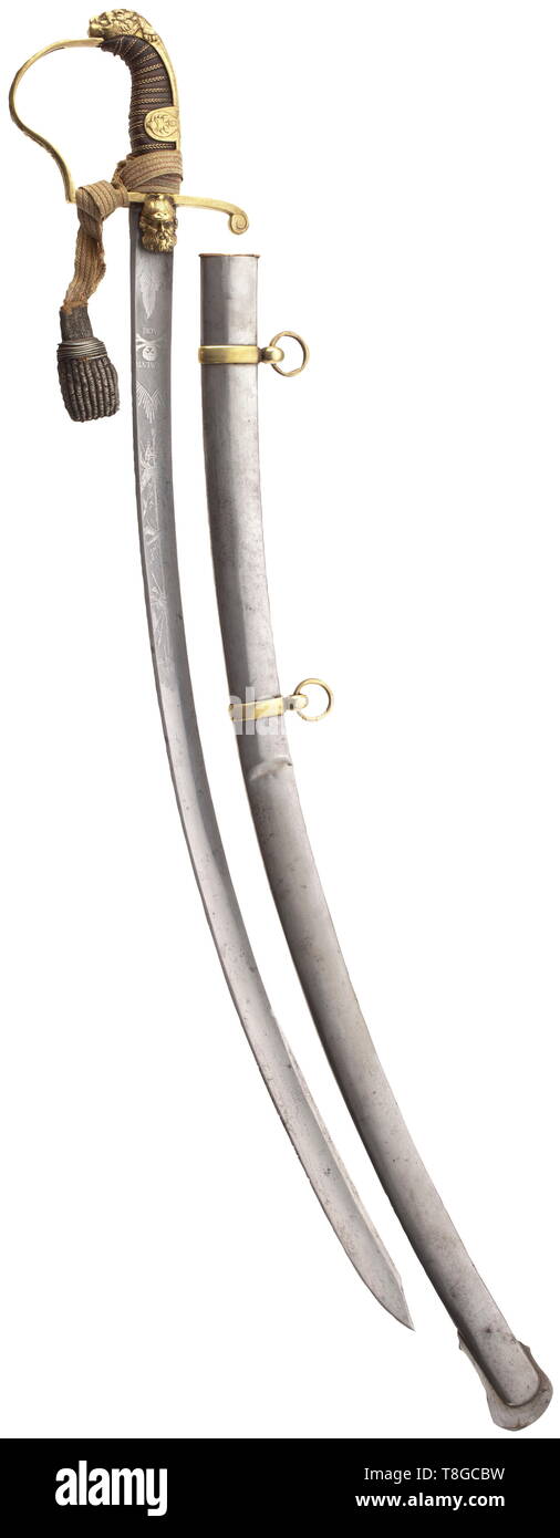 A lion´s head sabre for a Uhlan officer Curved single-edged blade of ...