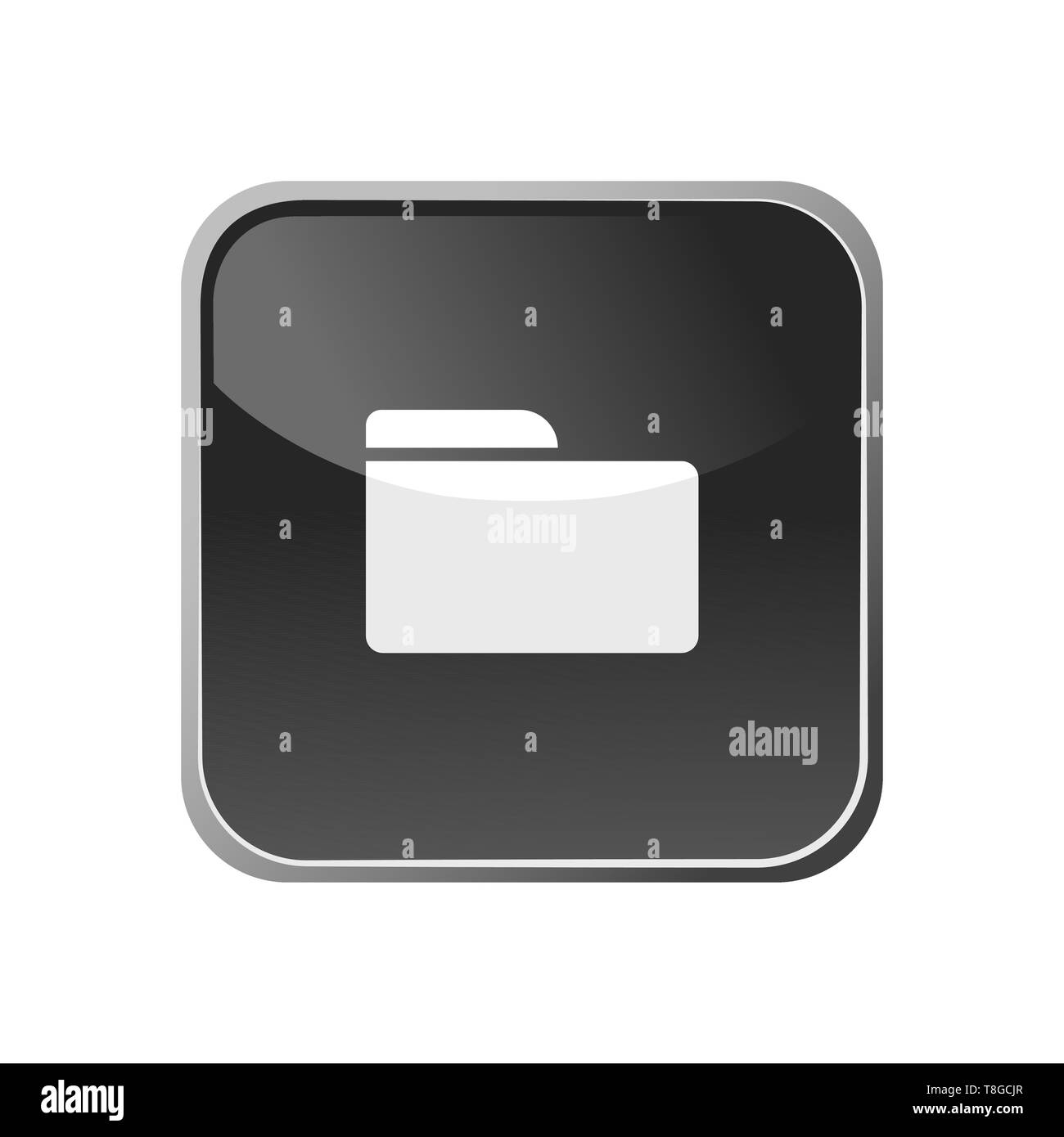 Folder icon on a square button. Vector illustration Stock Vector Image ...
