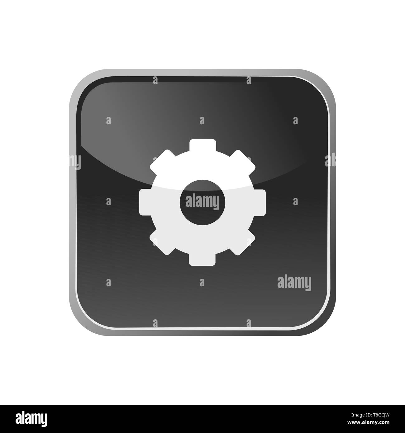 Gear icon on a square button. Vector illustration Stock Vector Image ...