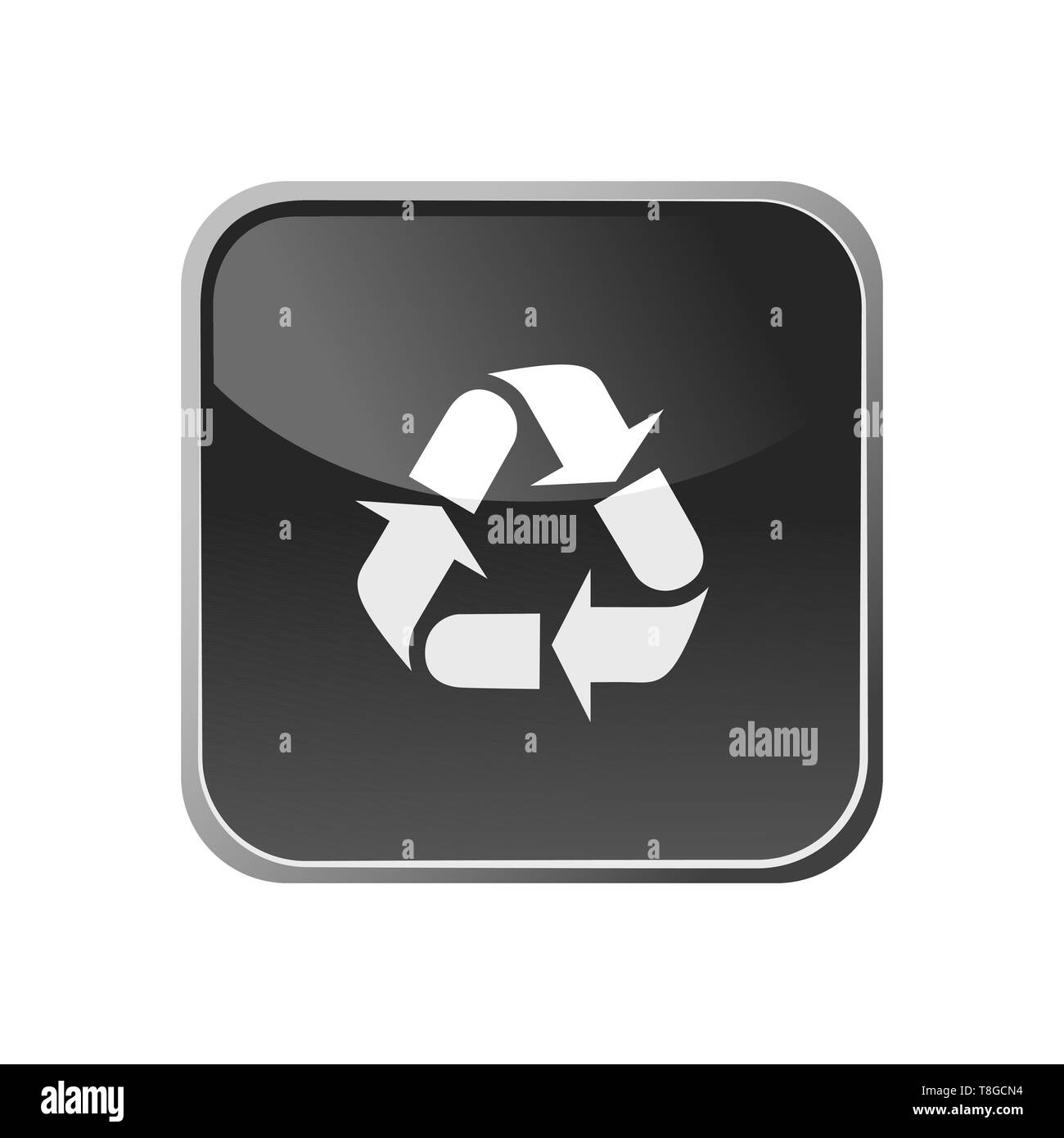 Recycling icon on a square button. Vector illustration Stock Vector ...