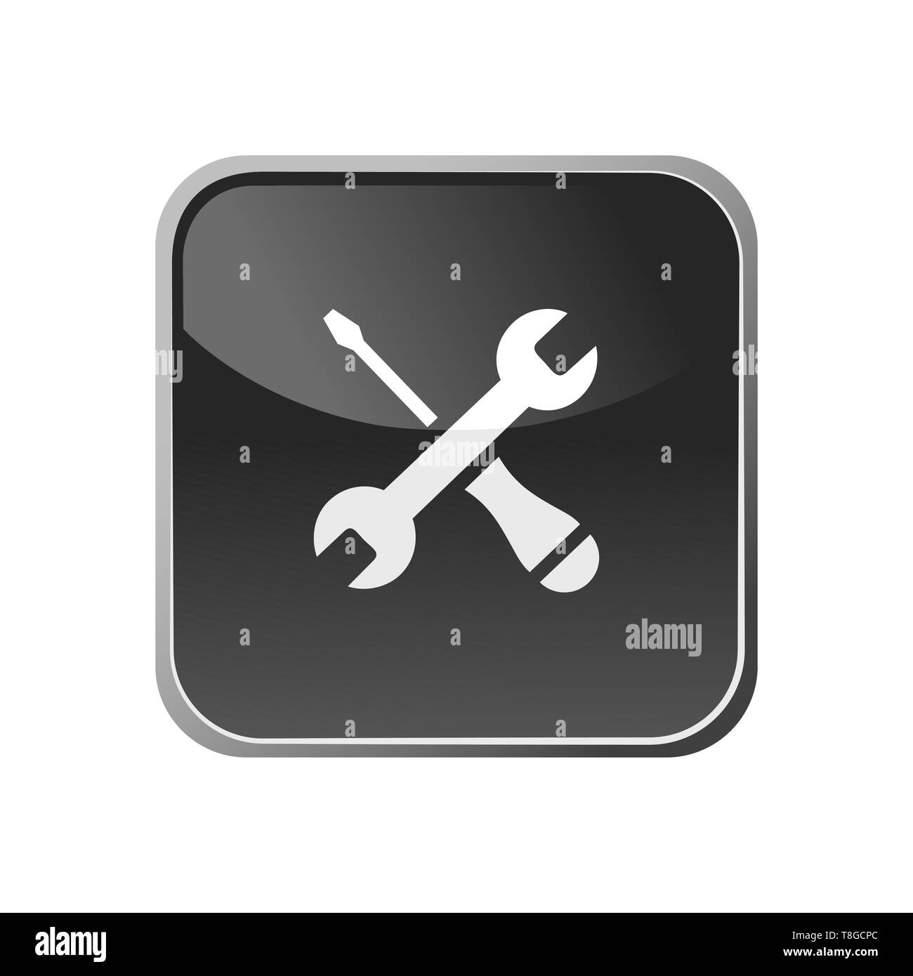 Tools icon on a square button. Vector illustration Stock Vector Image ...