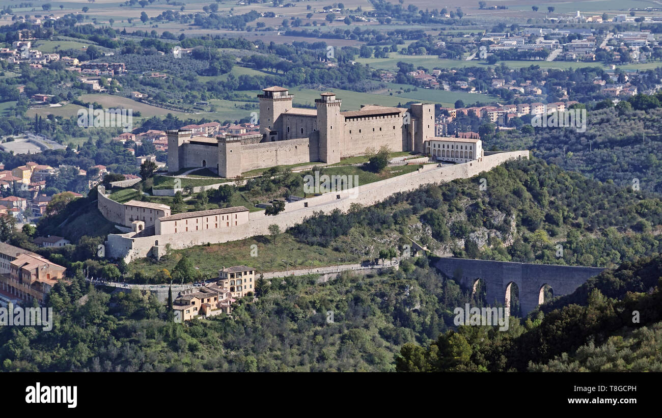 panoramic view of Albornoz fortress in Spoleto, Umbria, Italy Stock ...