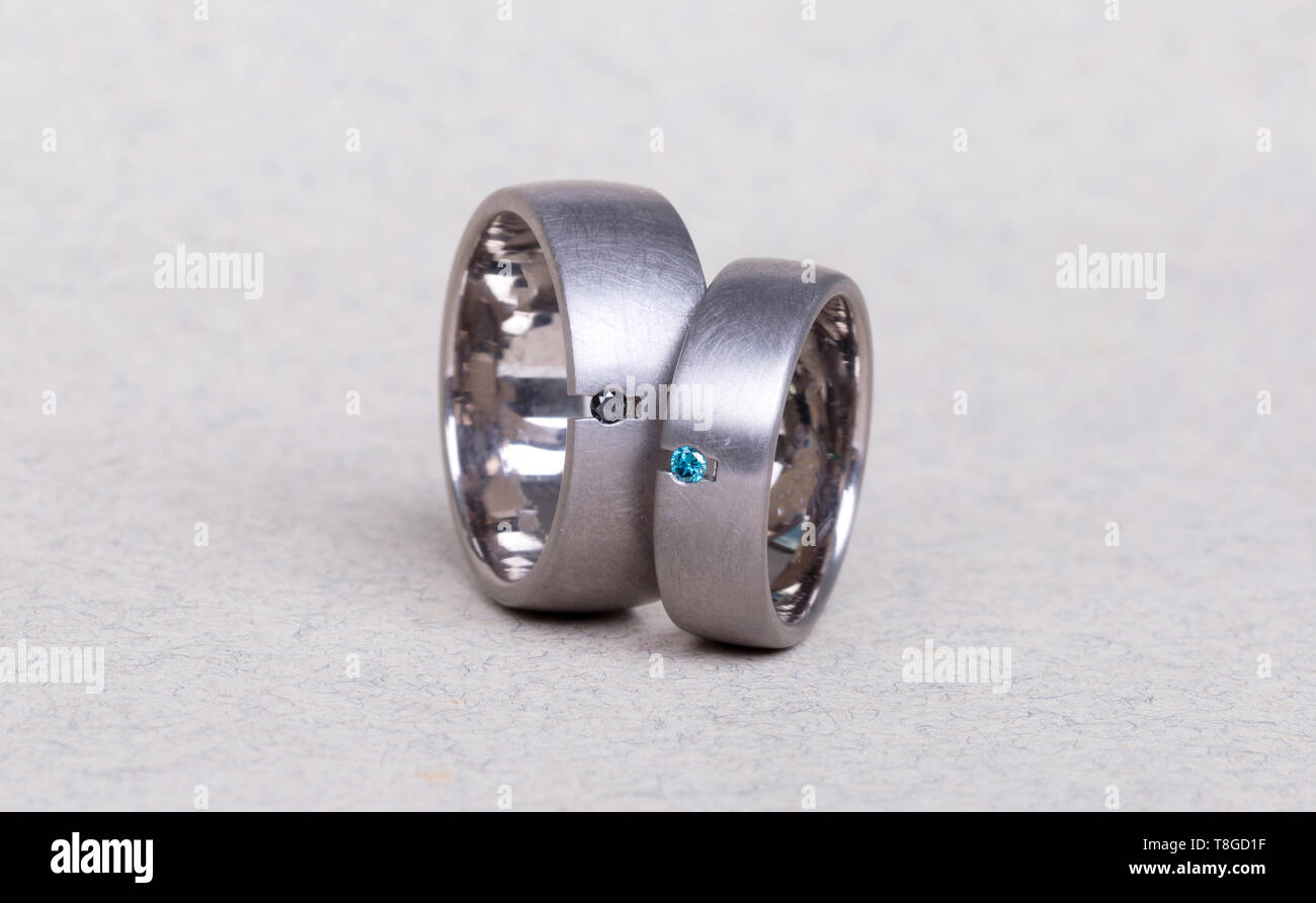 Pair of paladium wedding rings isolated on white background Stock Photo ...
