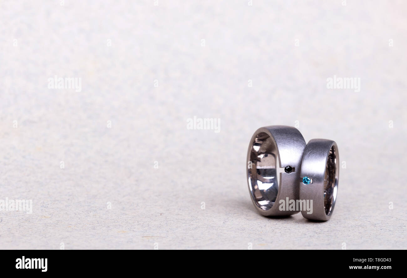 Pair of paladium wedding rings isolated on white background Stock Photo ...