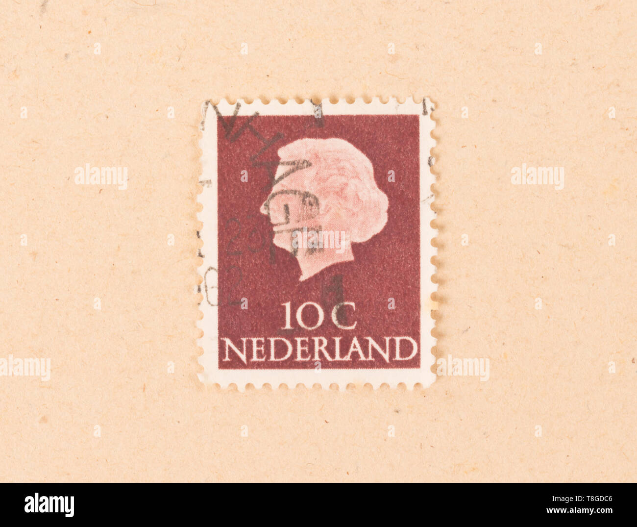 THE NETHERLANDS 1970: A stamp printed in the Netherlands shows queen ...