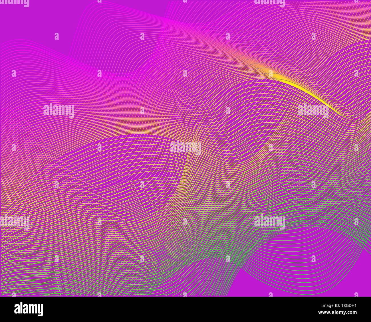 Bright color pattern green yellow grid lines on a purple background ...