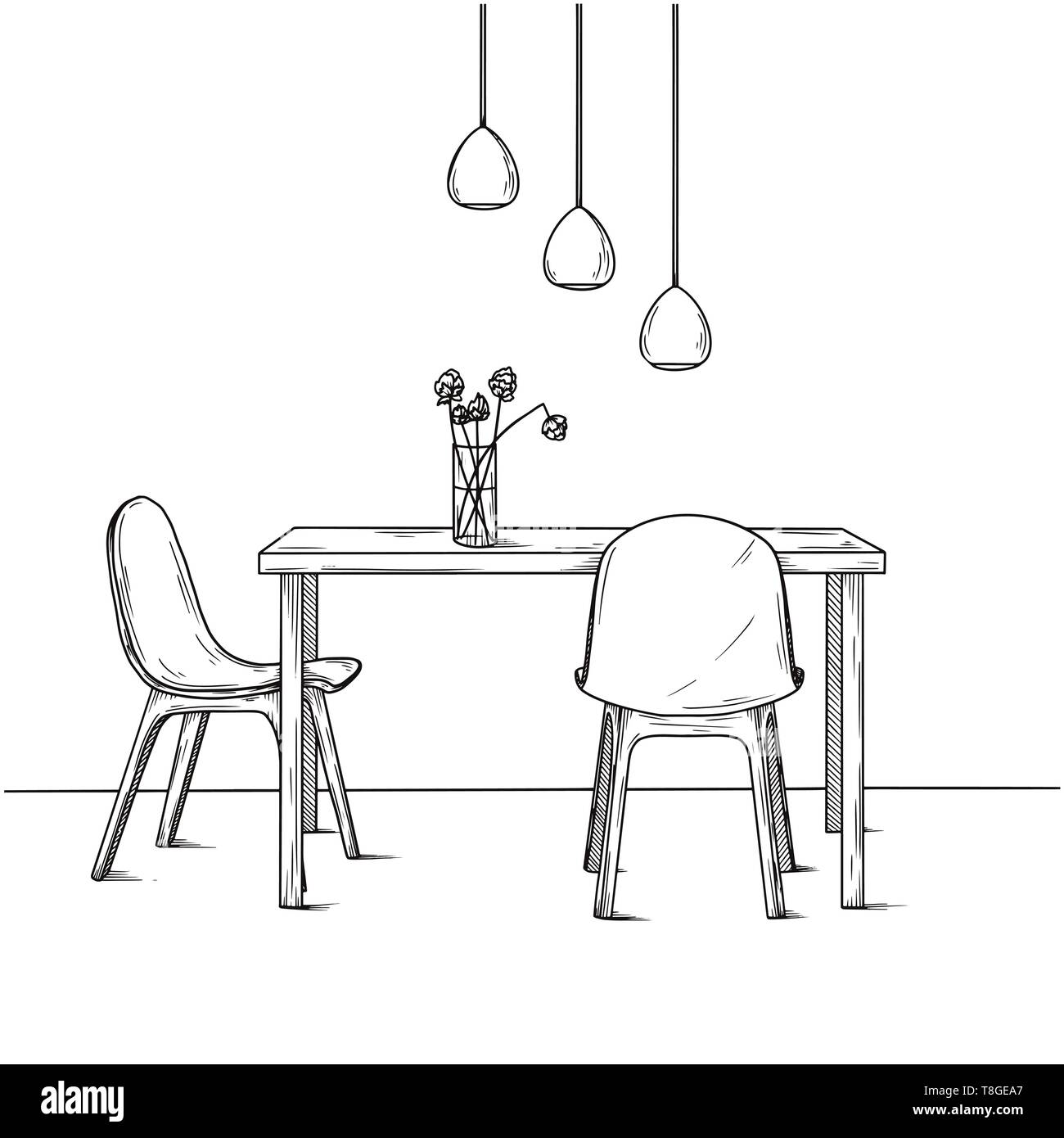 Open plan dining room Stock Vector Images - Alamy