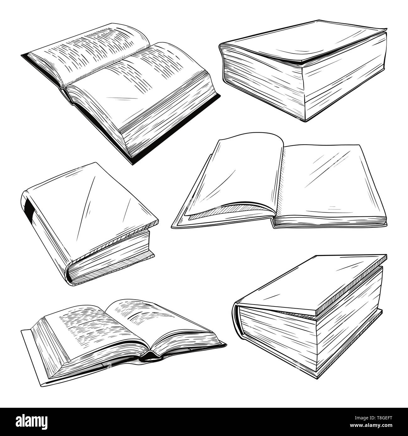 Set of different books on a white background. Vector illustration in ...
