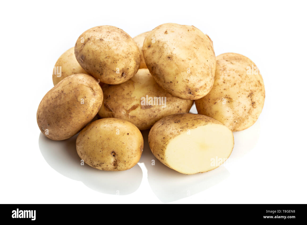 Fresh new potatoes isolated on white background. Solanum tuberosum ...