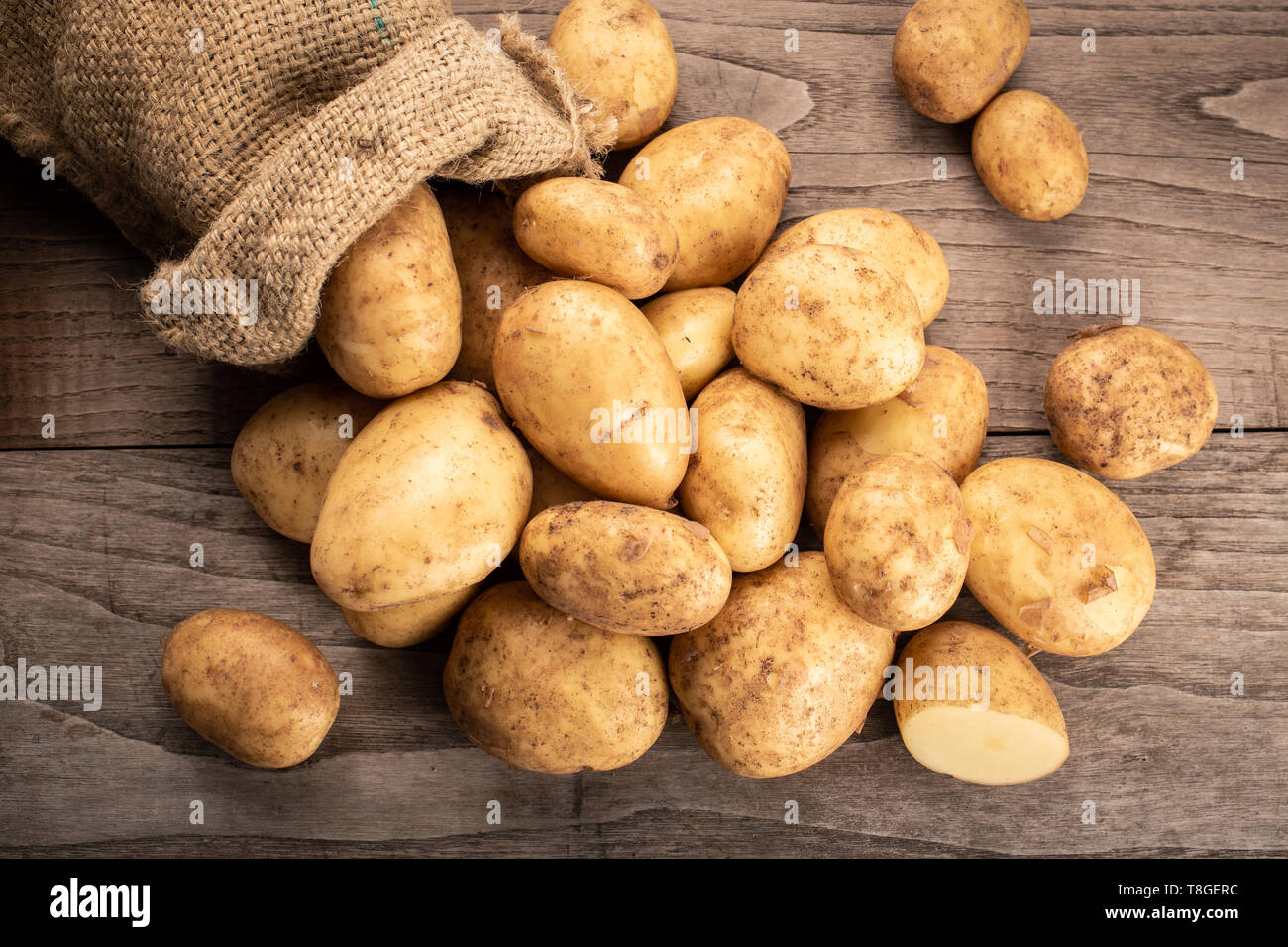 Top view uncooked potatoes hi-res stock photography and images - Alamy
