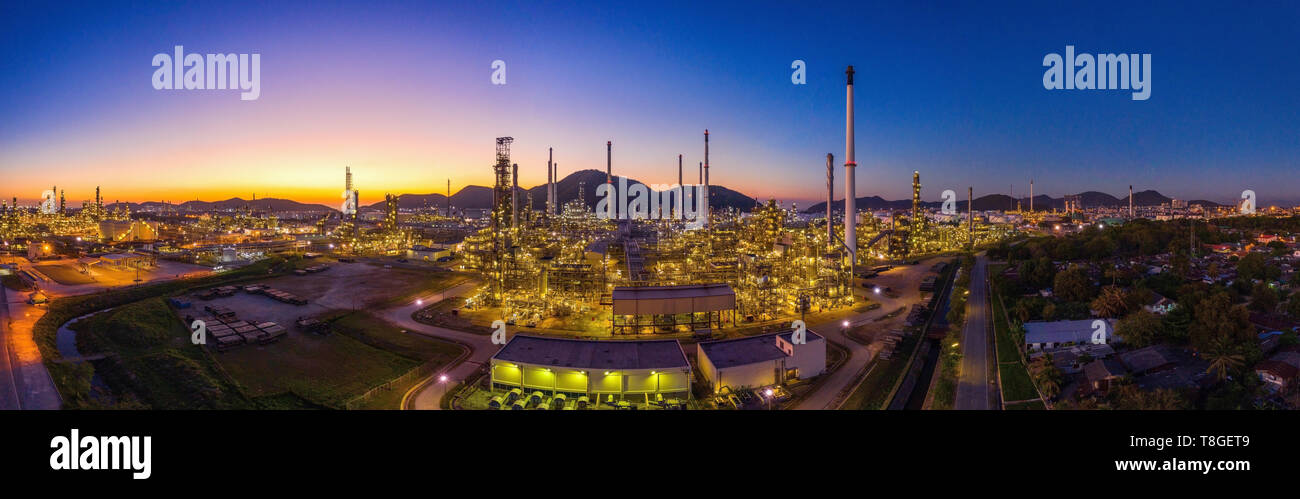 Aerial view of Oil refinery, Panorama of Oil Industry Stock Photo - Alamy