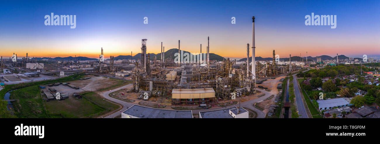Aerial view of Oil refinery, Panorama of Oil Industry Stock Photo - Alamy