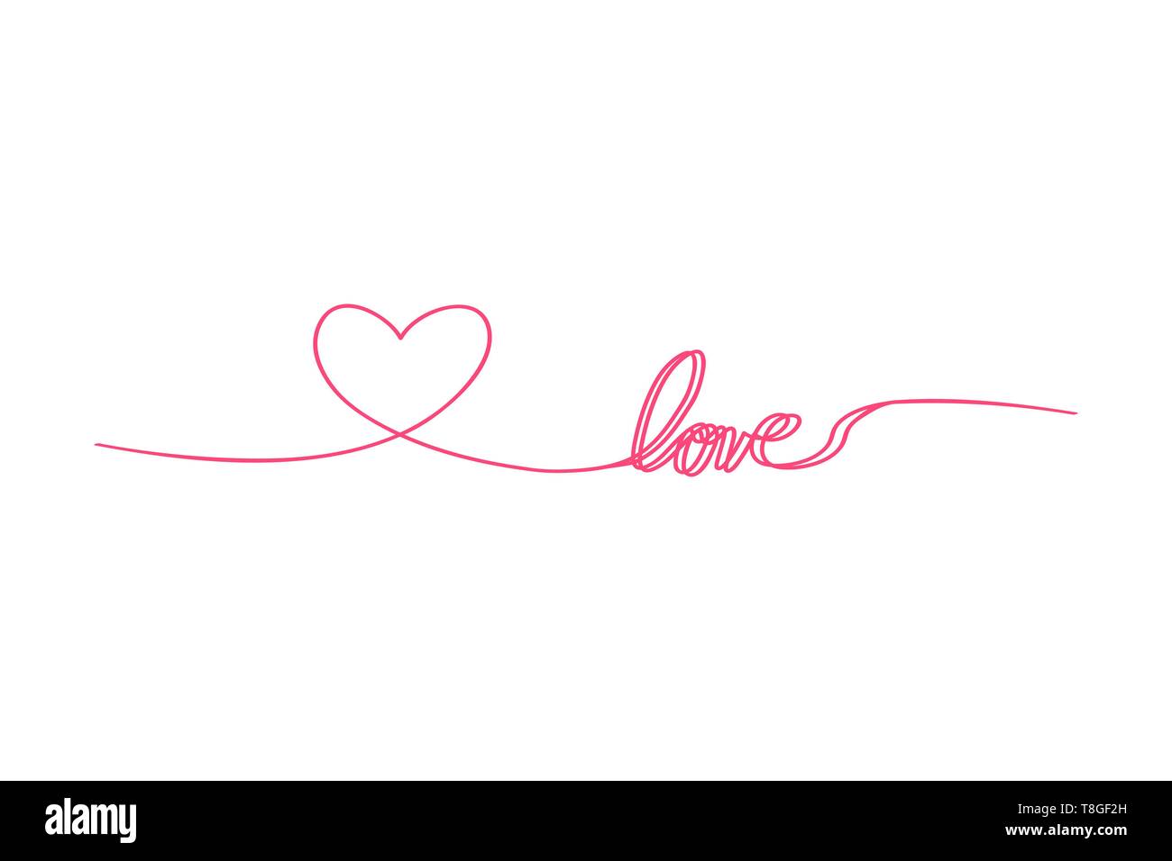 Love with hearts in continuous drawing two lines in a flat style in ...