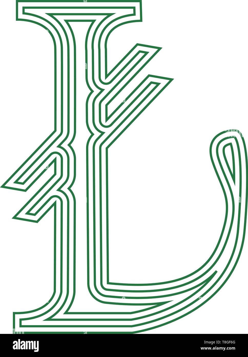 Lira Turkey currency unit symbol currency symbol icon striped vector ...