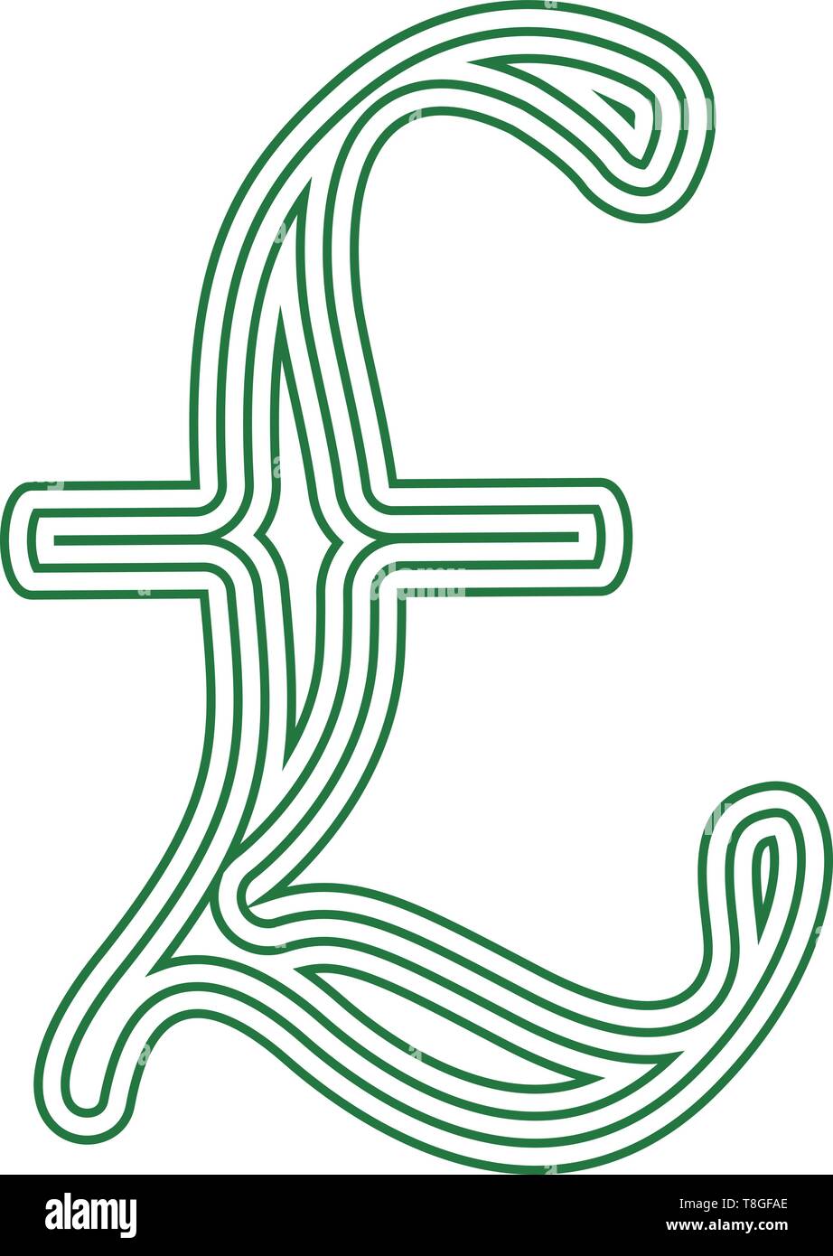 Pound currency unit symbol currency symbol icon striped vector ...