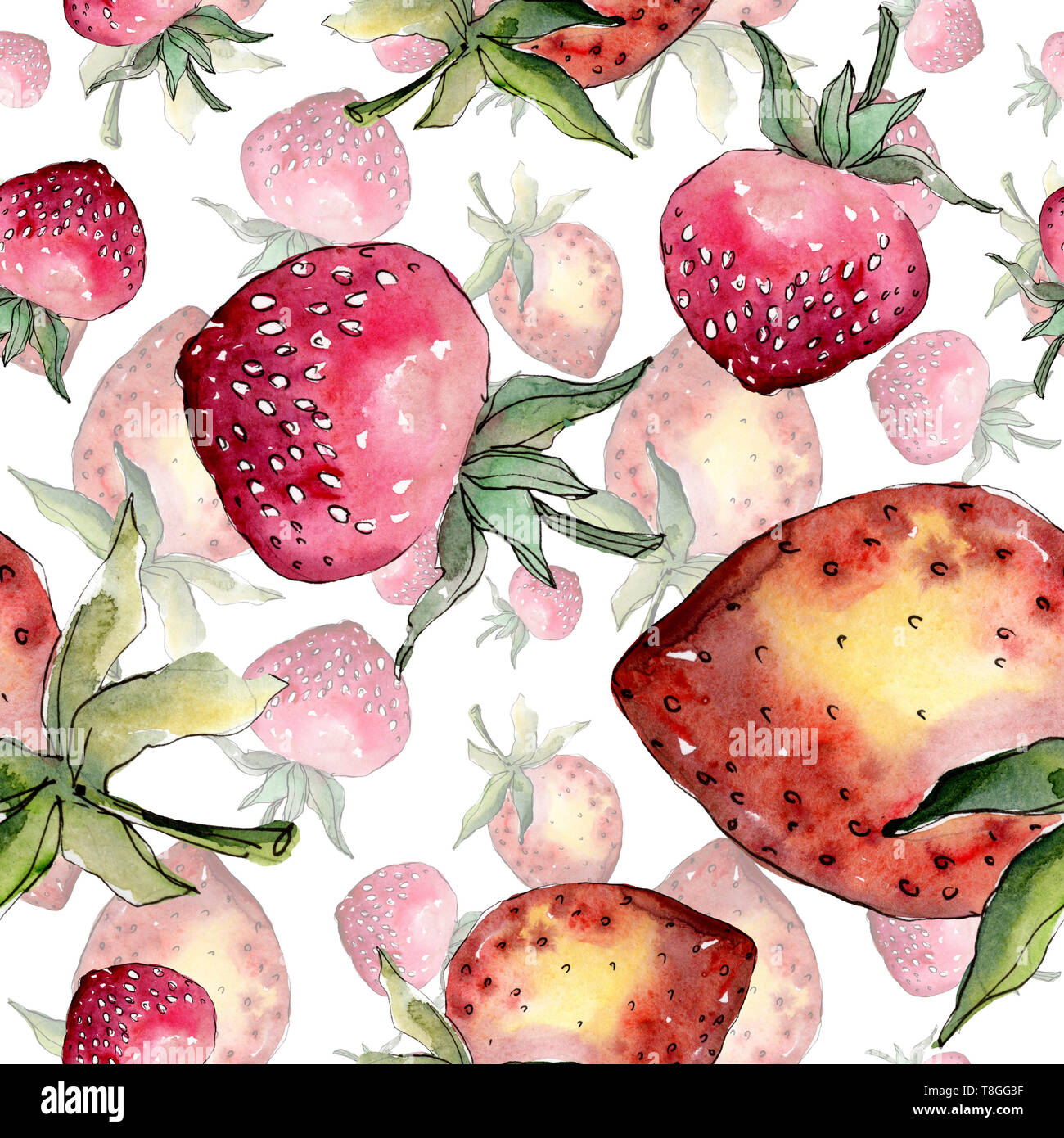 Strawberry healthy food. Watercolor background illustration set ...