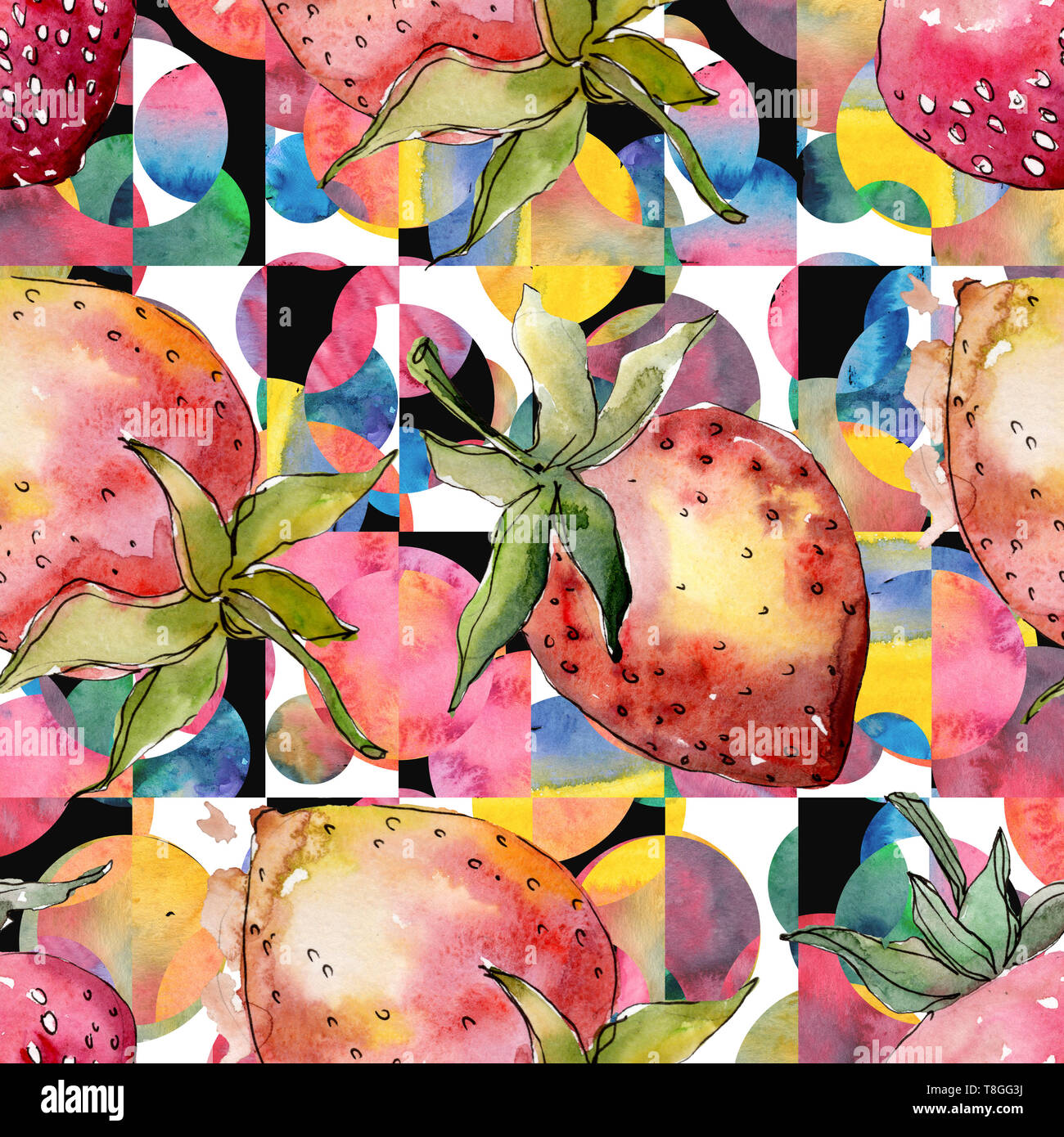 Strawberry healthy food. Watercolor background illustration set ...
