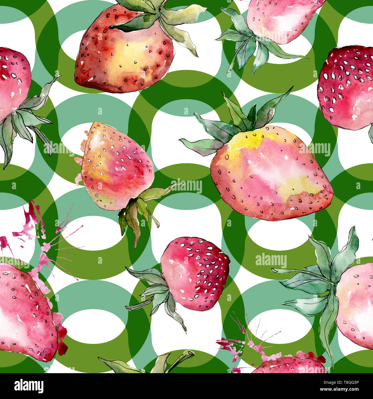 Strawberry healthy food. Watercolor background illustration set ...