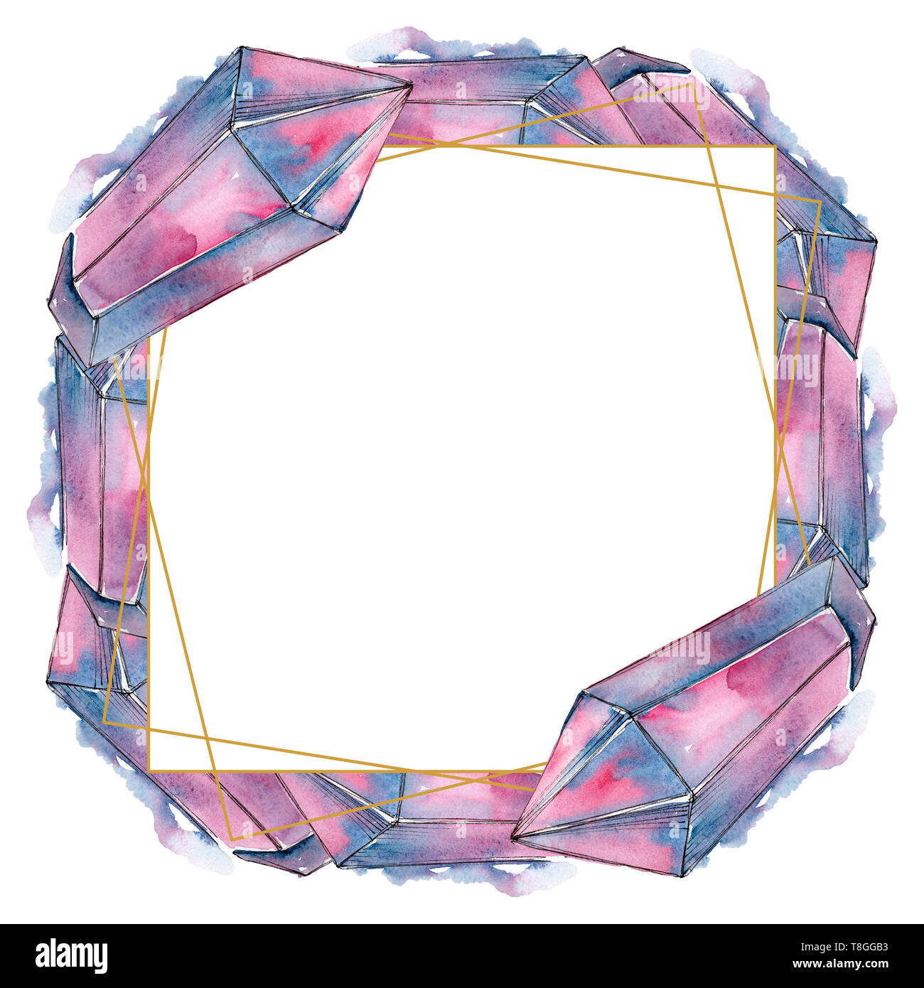 Colorful diamond rock jewelry minerals. Watercolor background ...