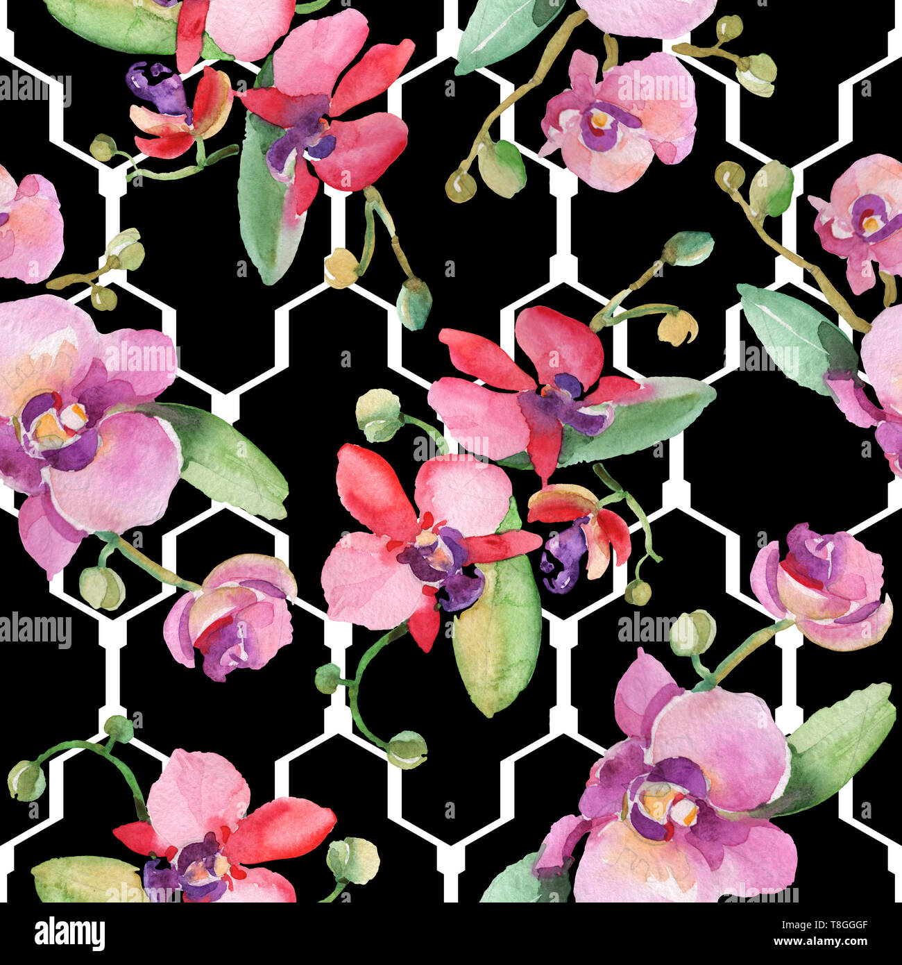 Orchid bouquets floral botanical flowers. Watercolor background ...