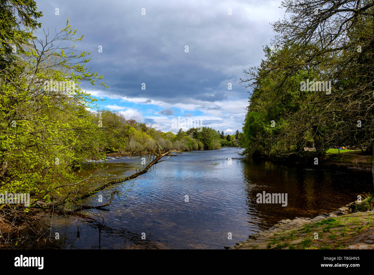 The River Ness flowing through Inverness in the Scottish Highlands ...
