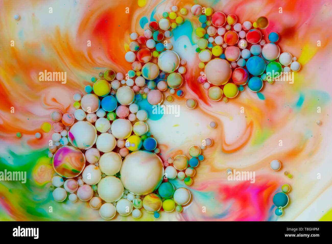 Macro photography of colorful bubbles in some fluids producing vibrant ...