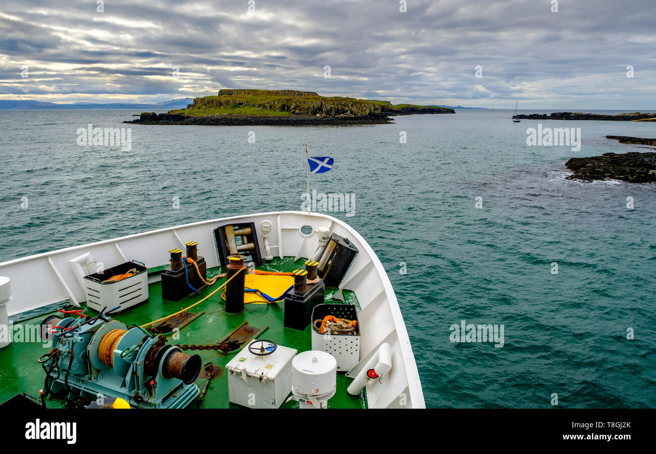 Caledonian MacBrayne ferry Loch Nevis approaching the island of Eigg ...
