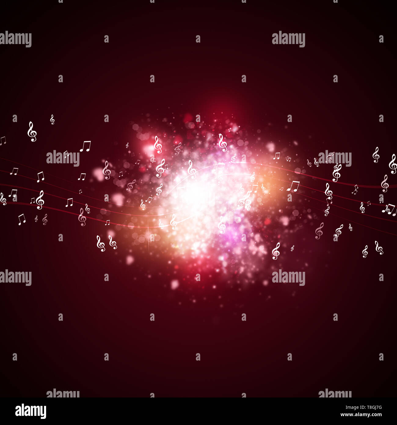 funky music notes blast background for flyers and posters Stock Photo ...