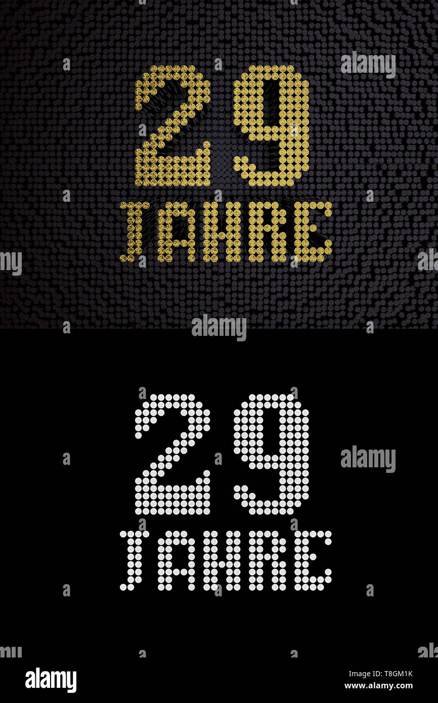 German golden number twenty-nine years (number 29 years) dotted font ...