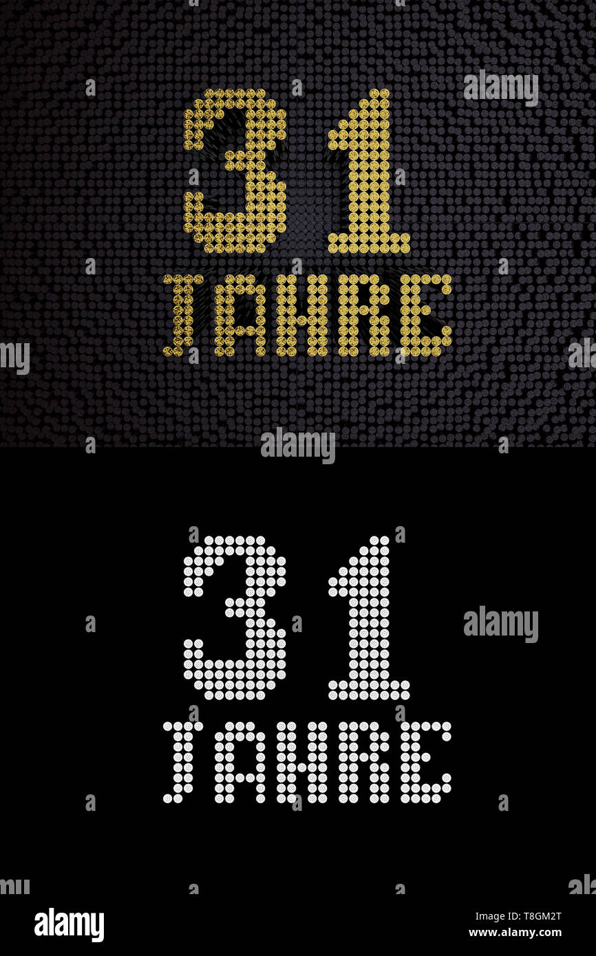 German golden number thirty-one years (number 31 years) dotted font ...