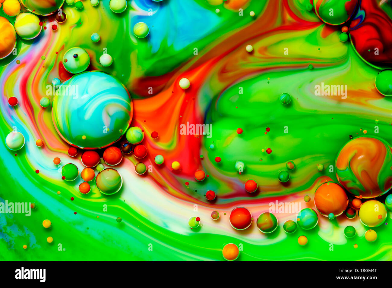 Macro photography of colorful bubbles in some fluids producing vibrant ...