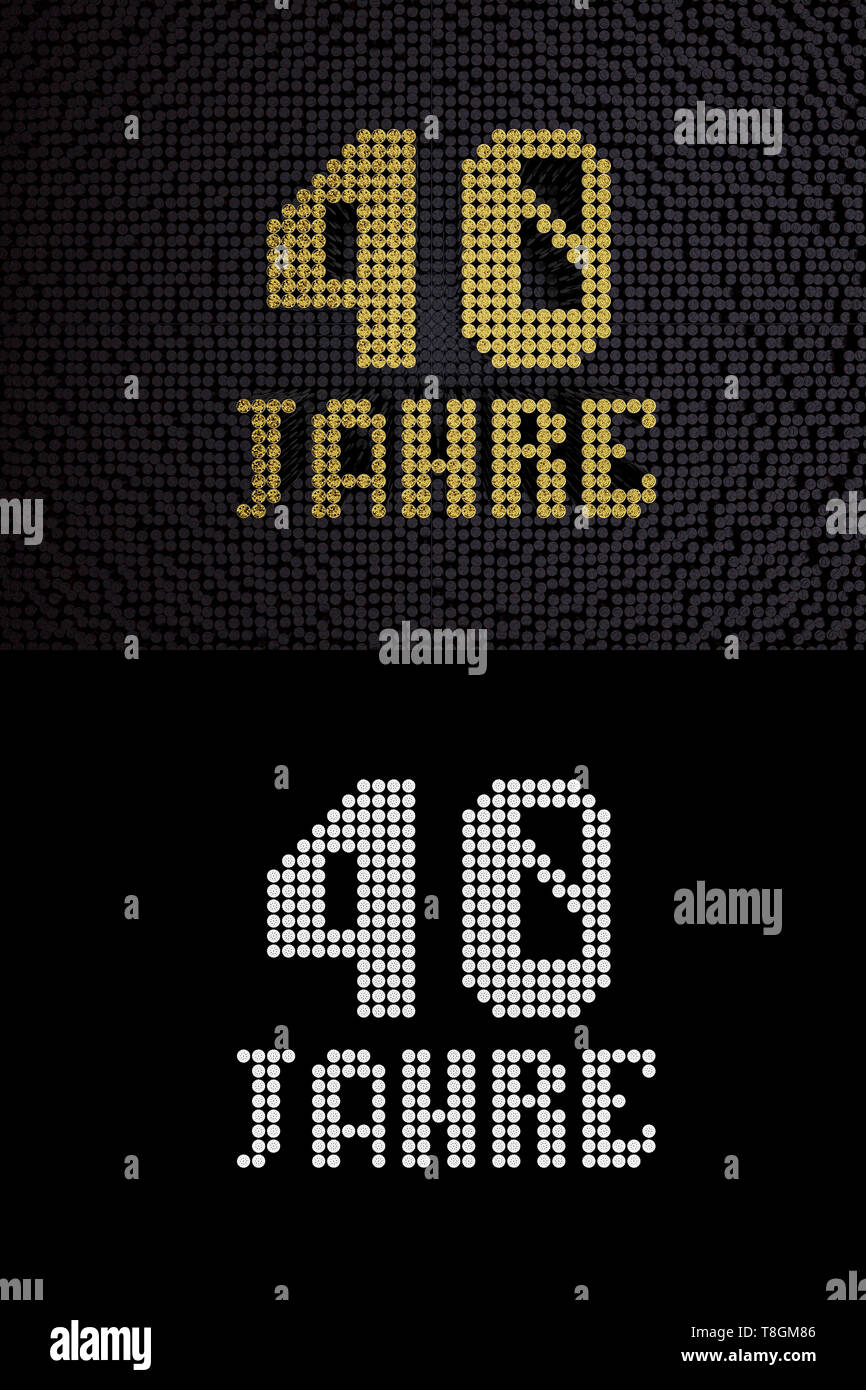 German golden number forty years (number 40 years) dotted font, top ...