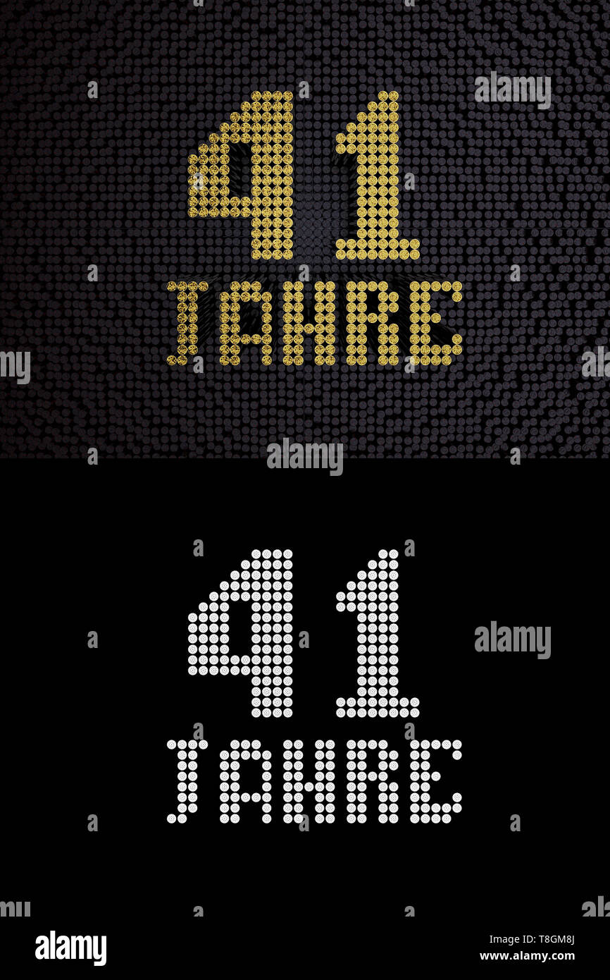 German golden number forty-one years (number 41 years) dotted font, top ...