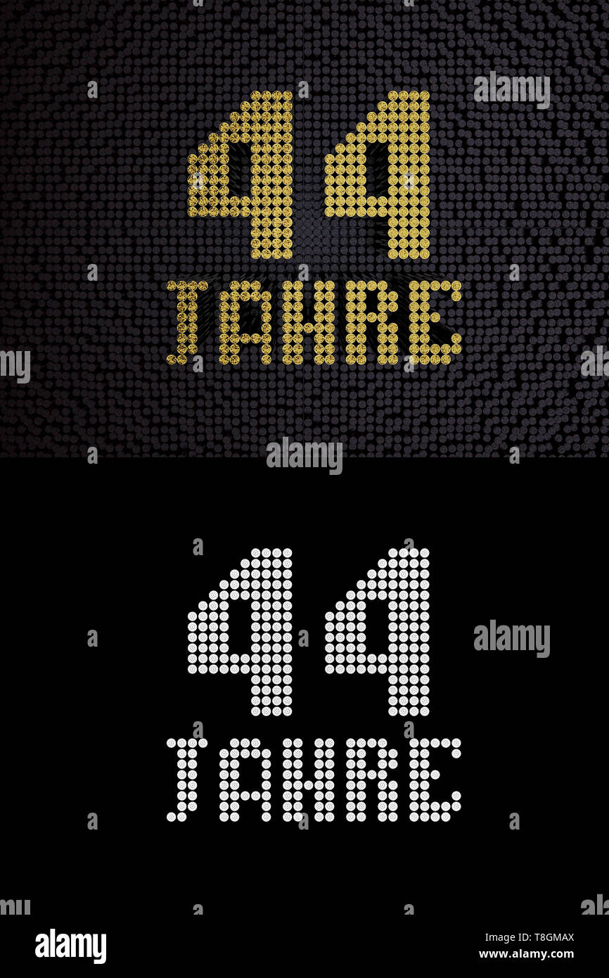 German golden number forty-four years (number 44 years) dotted font ...
