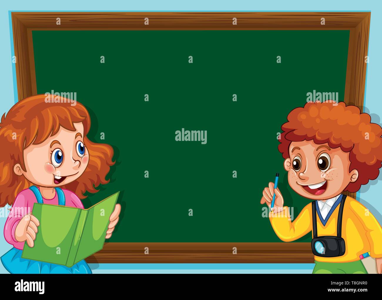 Children on chalkboard template illustration Stock Vector Image & Art ...