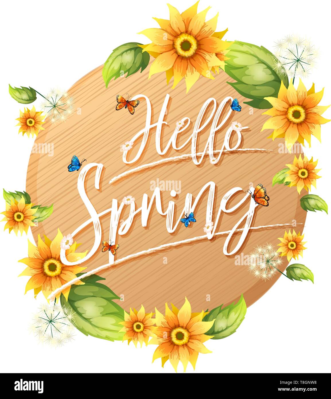 Hello spring text banner illustration Stock Vector Image & Art - Alamy