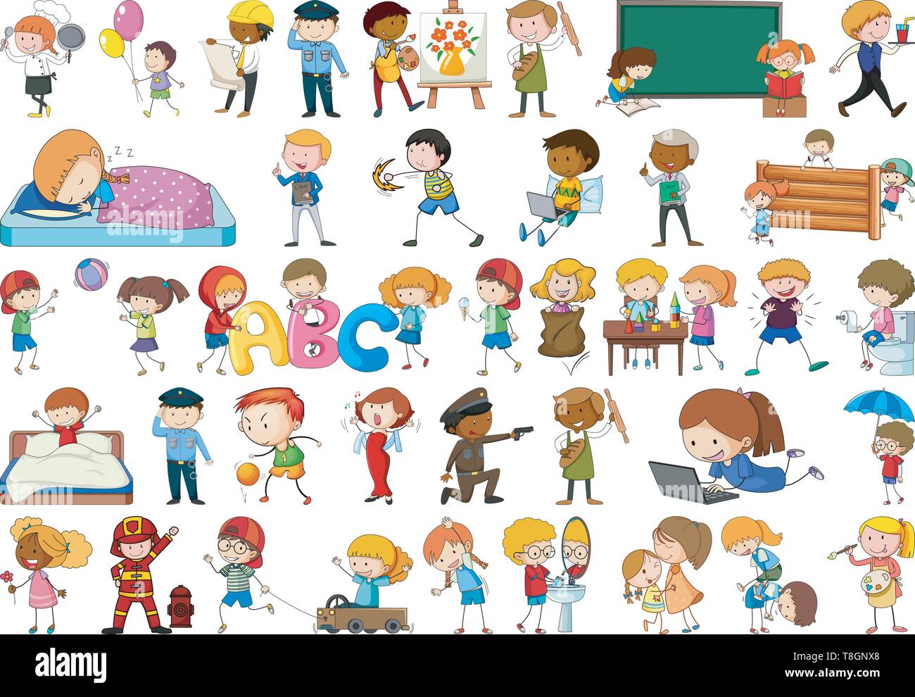 Set of doodle kids character illustration Stock Vector Image & Art - Alamy