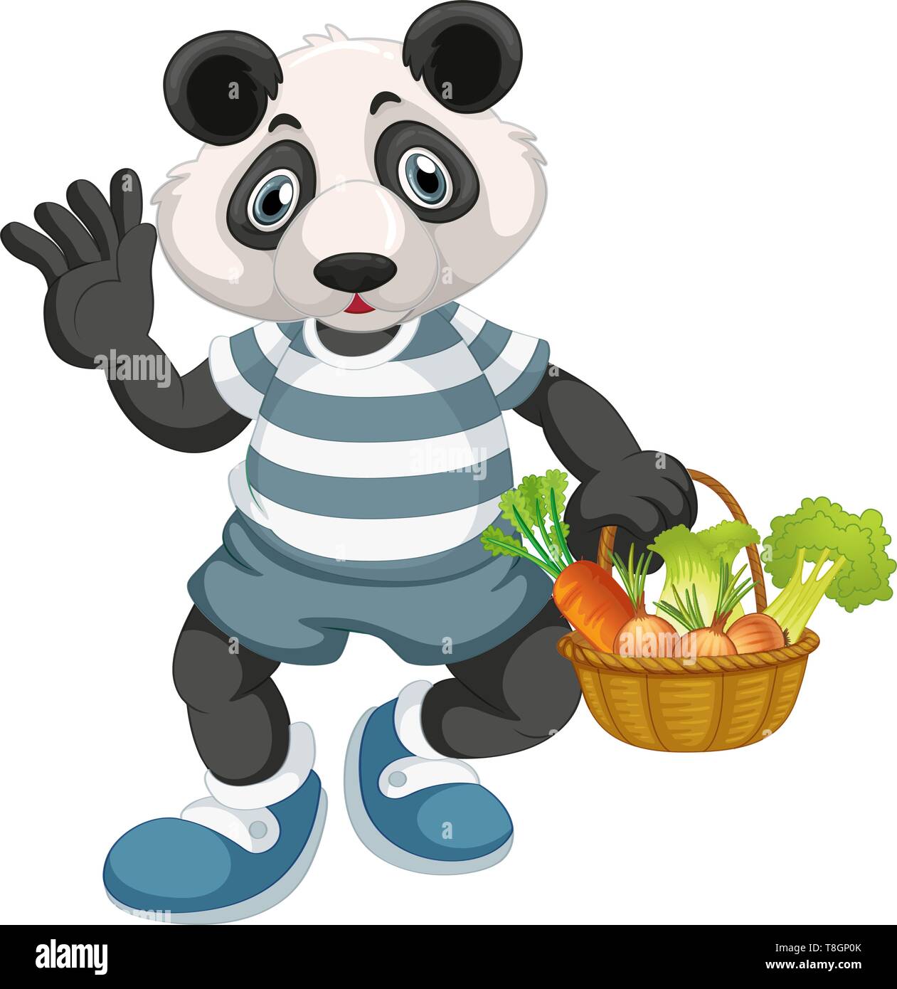 Panda with vegetable basket illustration Stock Vector Image & Art - Alamy