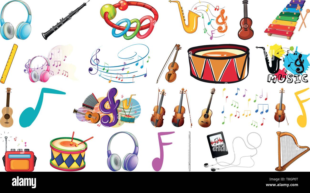 Set of music instrument illustration Stock Vector Image & Art - Alamy