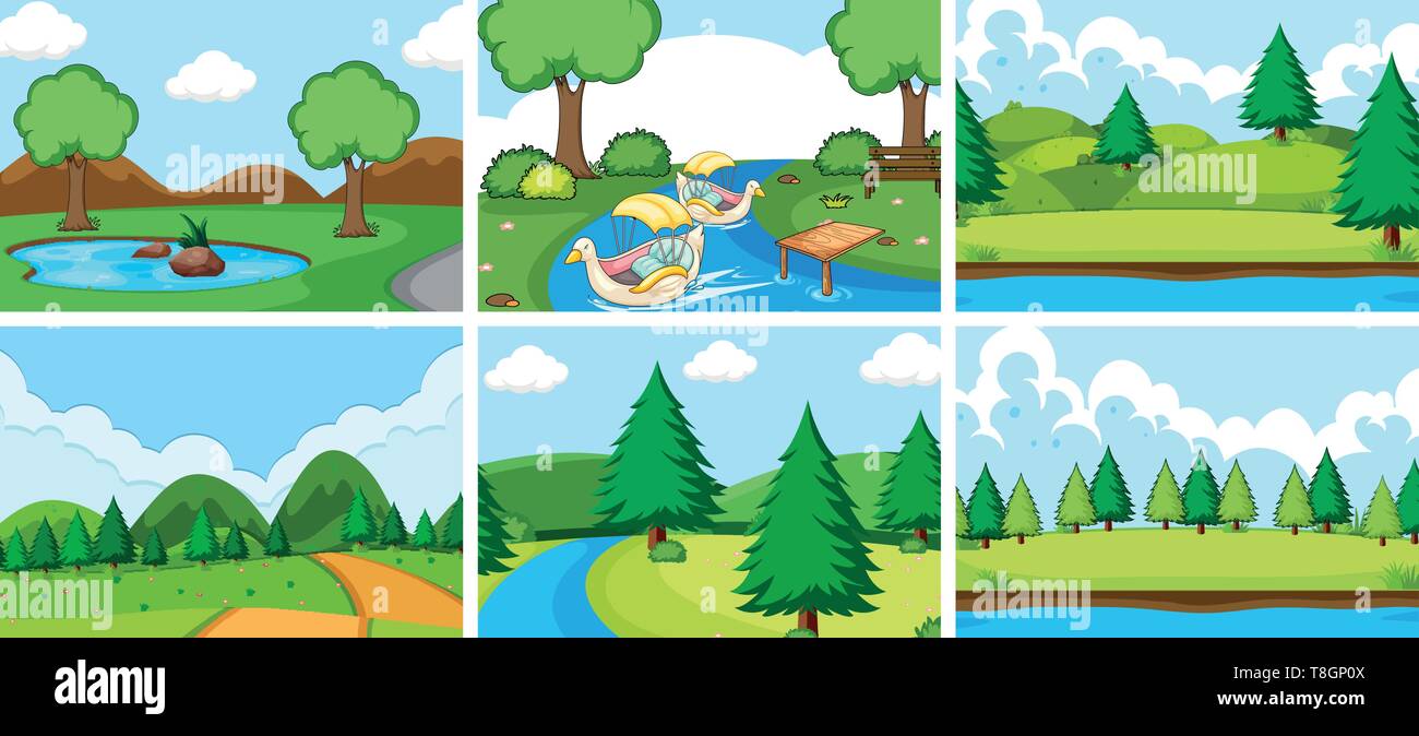 Set of park landscape illustration Stock Vector Image & Art - Alamy