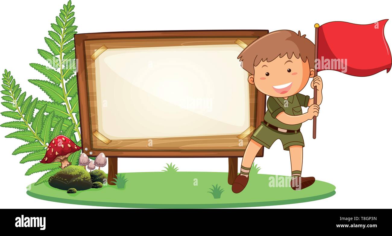 Boy scout on wooden board illustration Stock Vector Image & Art - Alamy