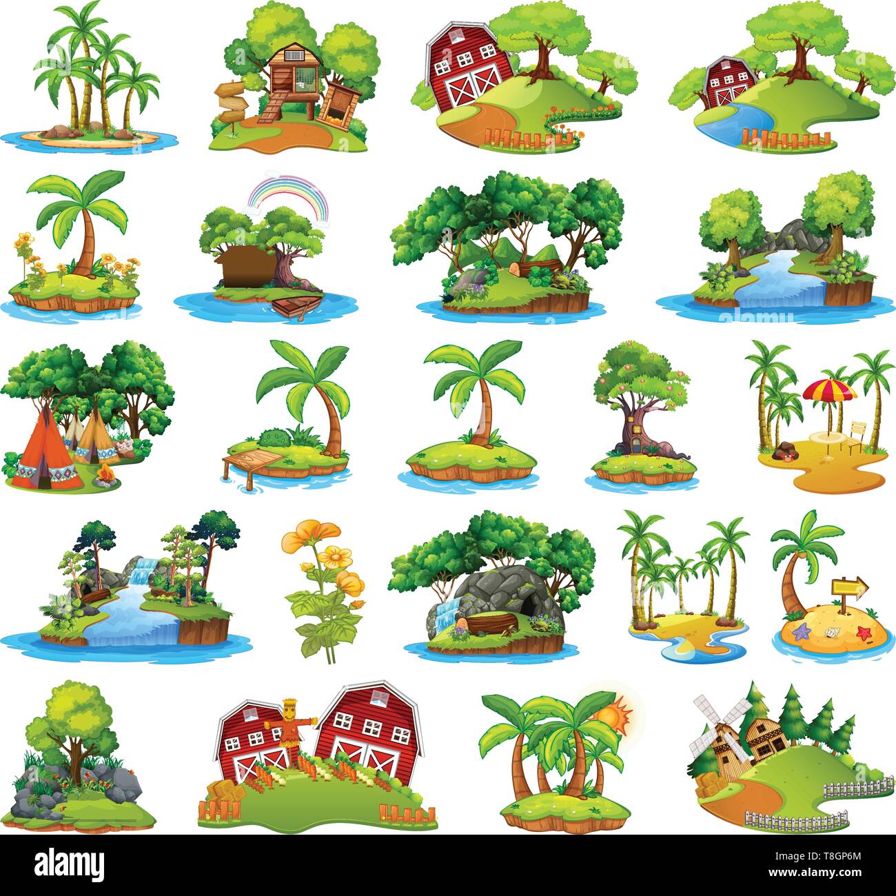 Set of nature island illustration Stock Vector Image & Art - Alamy