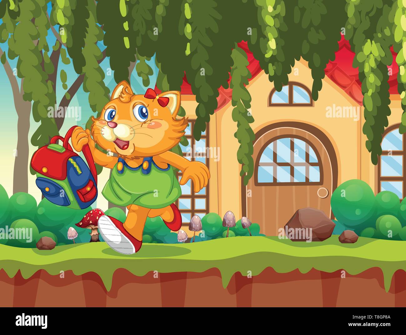 Cat student going to school illustration Stock Vector Image & Art - Alamy