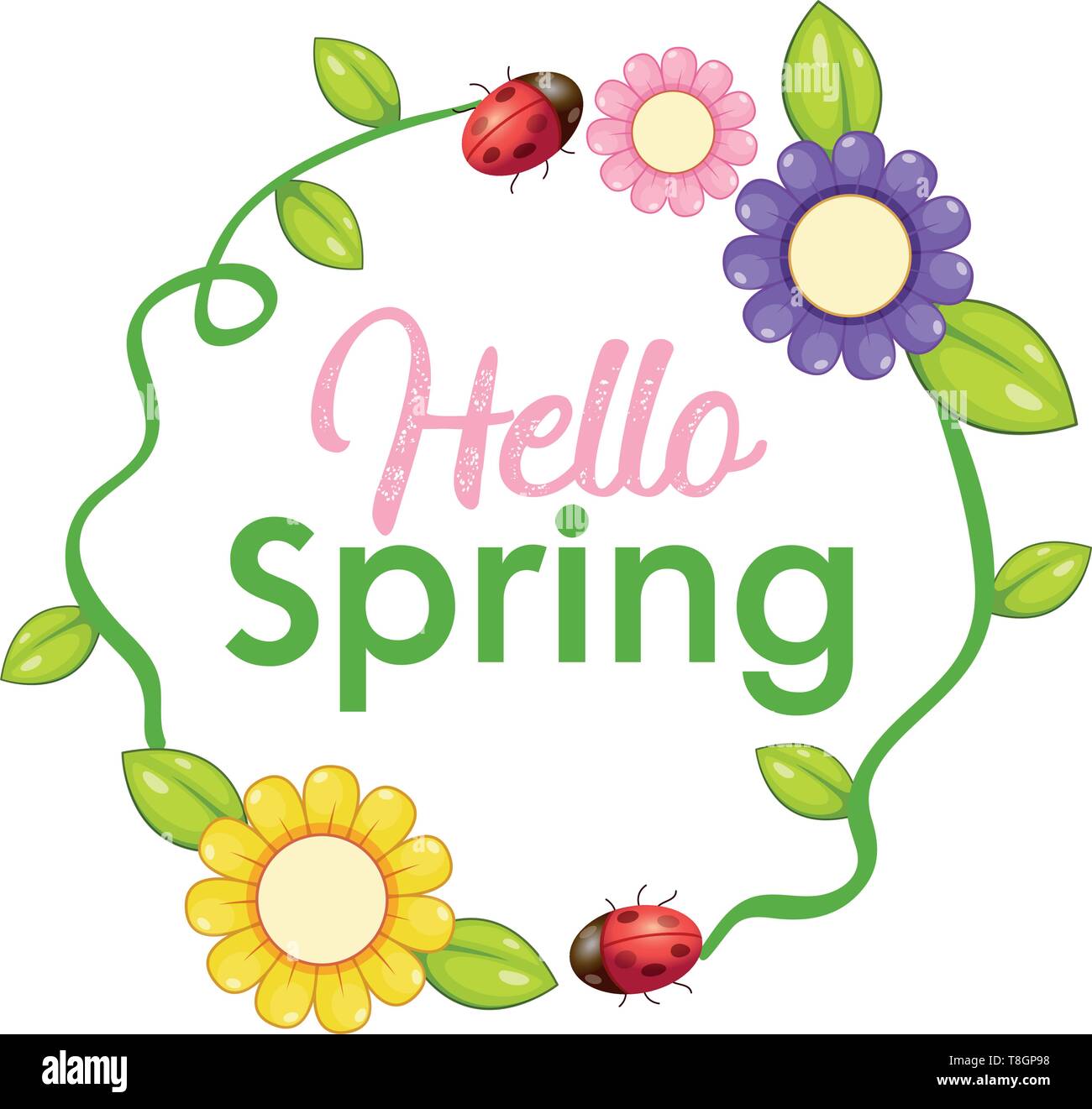 Hello spring text letter illustration Stock Vector Image & Art - Alamy