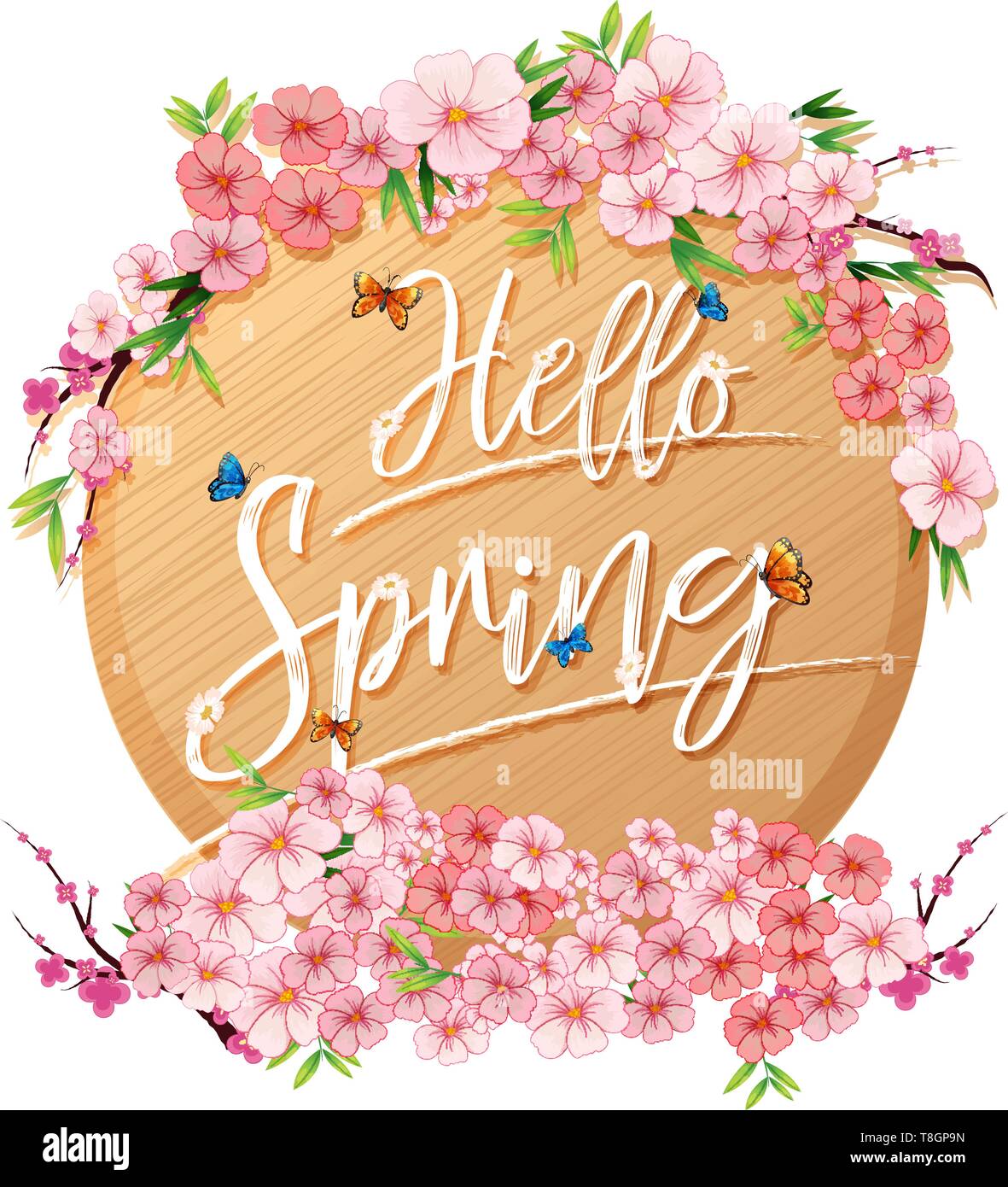 Hello spring text letter illustration Stock Vector Image & Art - Alamy