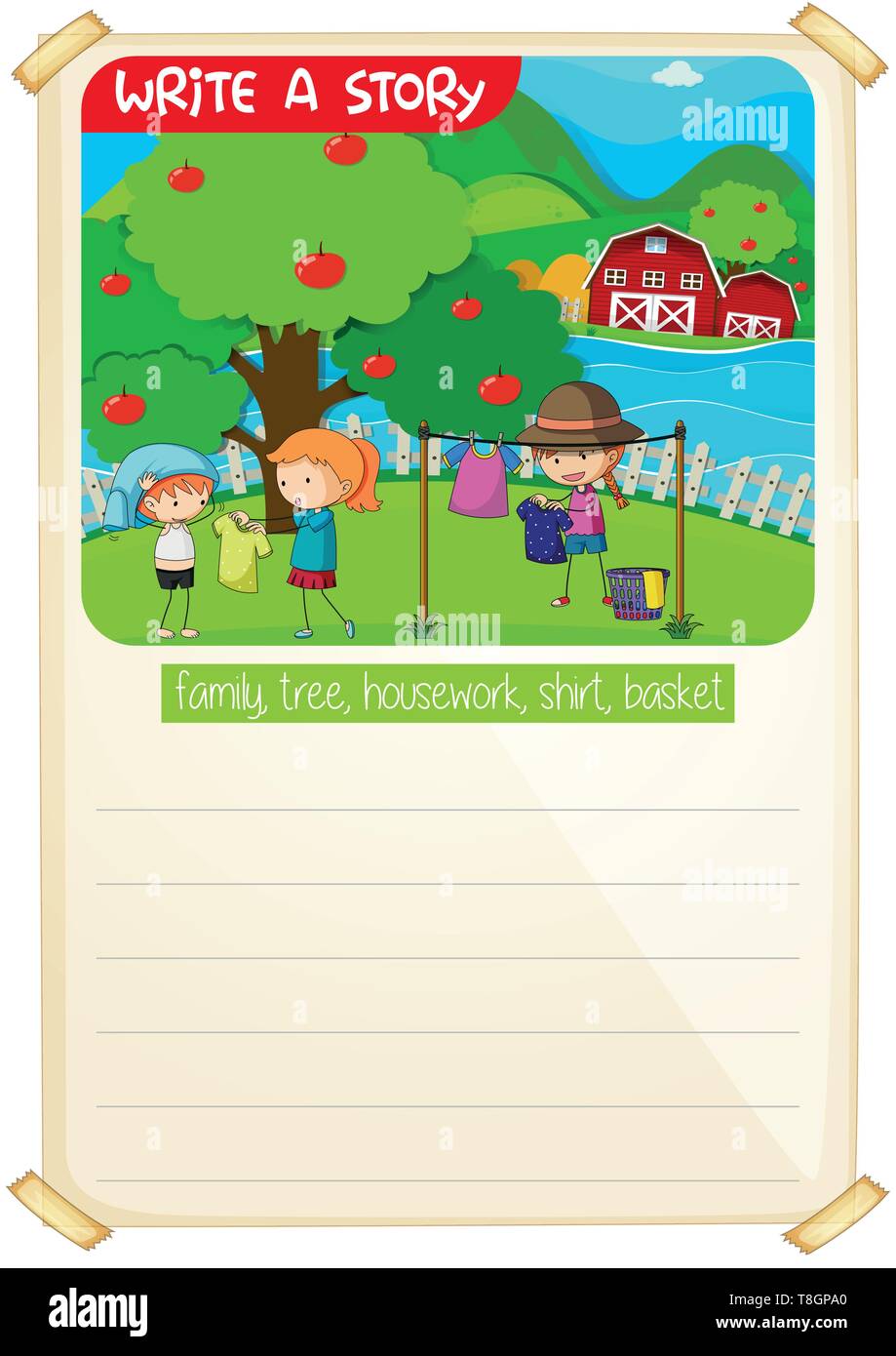 A picture narrative worksheet illustration Stock Vector Image & Art - Alamy