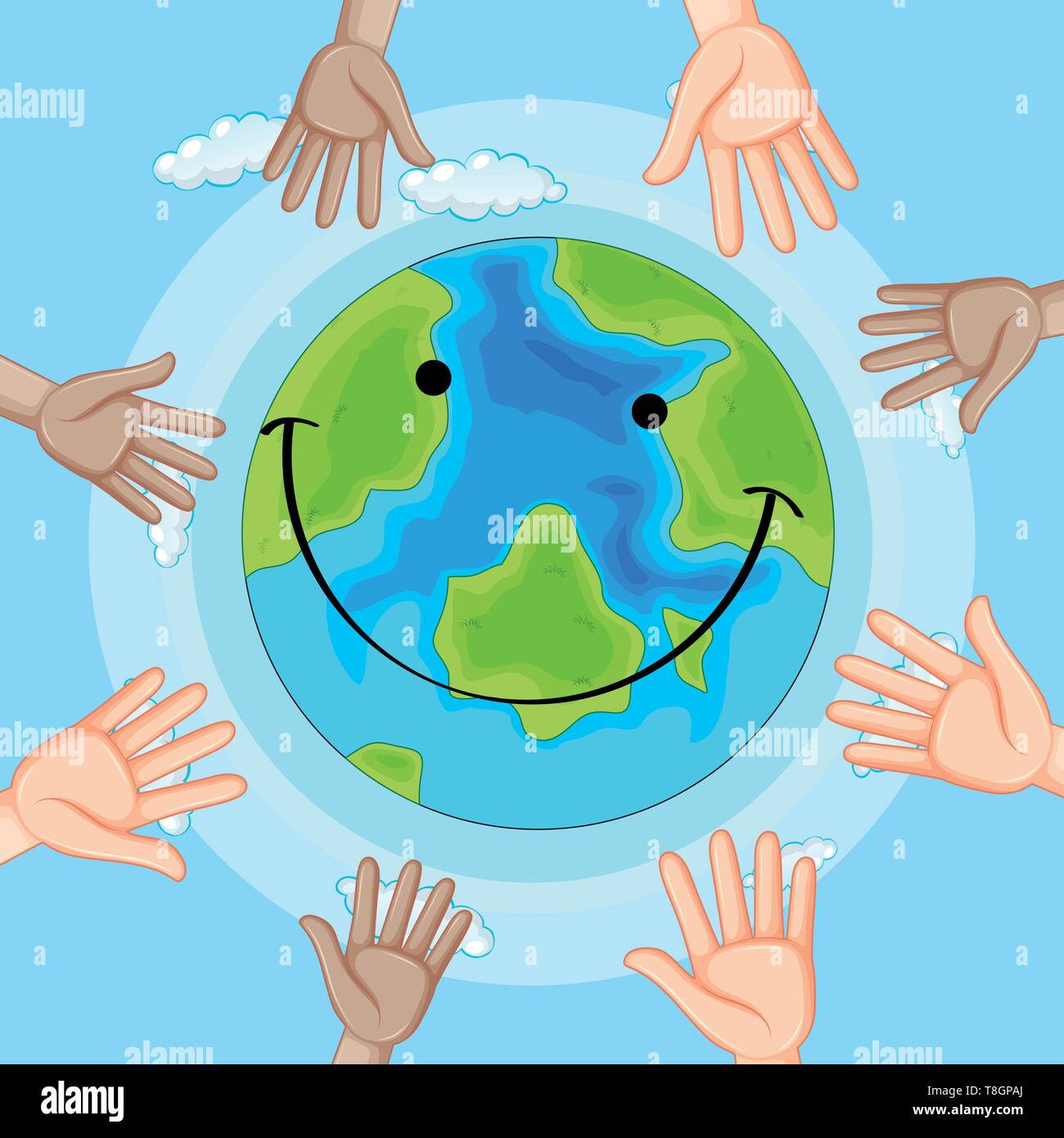 Smile emotion earth icon illustration Stock Vector Image & Art - Alamy