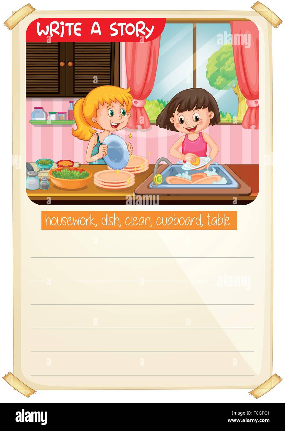 A picture narrative worksheet illustration Stock Vector Image & Art - Alamy