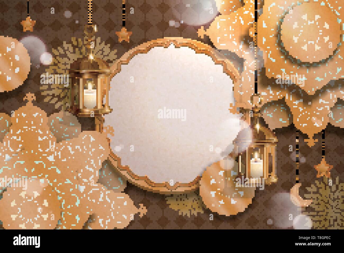 Arabesque flowers and fanoos background with copy space for design ...