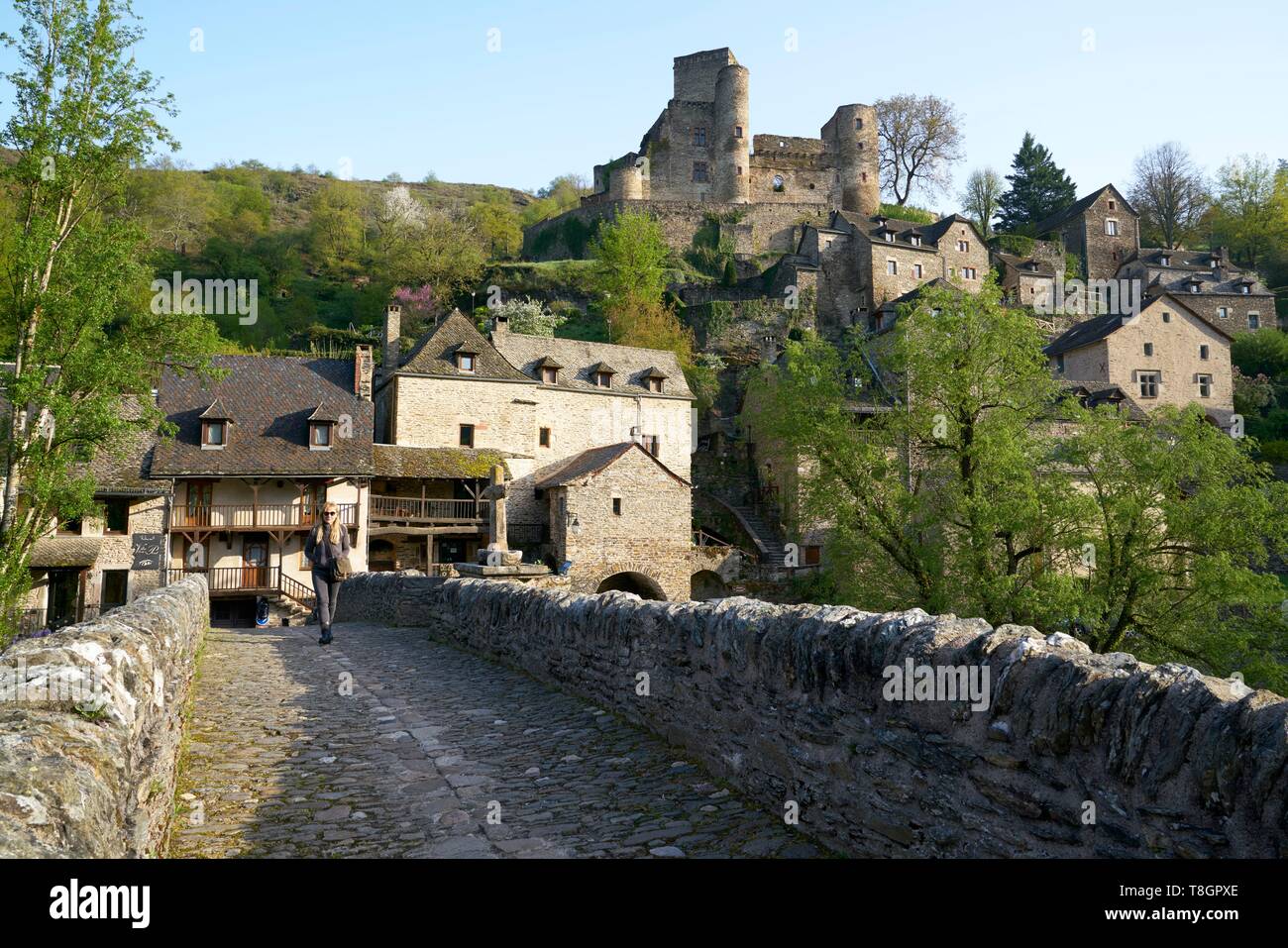 France, Aveyron, Belcastel, the village of Belcastel labelled Les Plus ...
